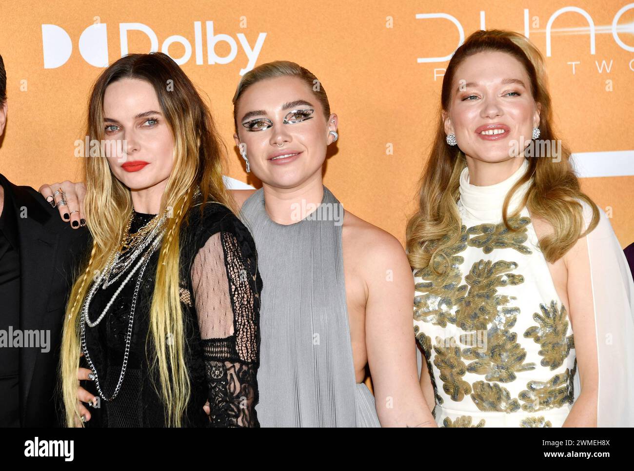 Rebecca Ferguson, left, Florence Pugh and Lea Seydoux attend the ...