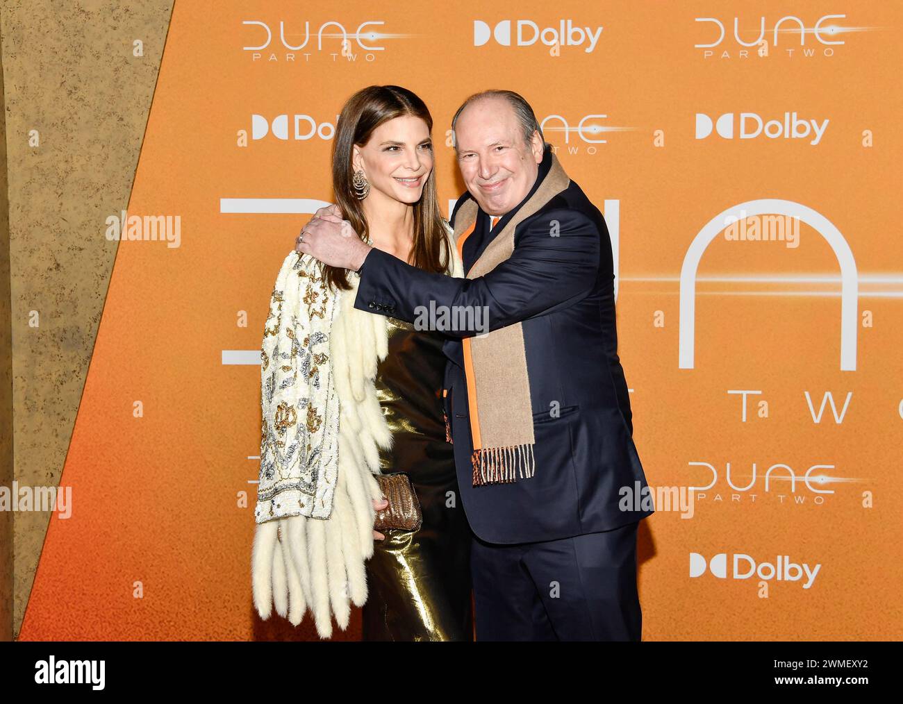 Hans Zimmer, right, and Dina De Luca Chartouni attend the premiere of ...