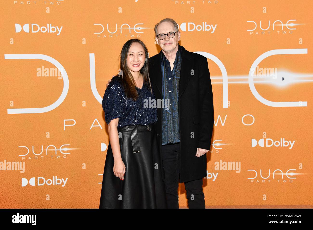 Karen Ho, left, and Steve Buscemi attend the premiere of "Dune: Part Two" at Lincoln Center ...