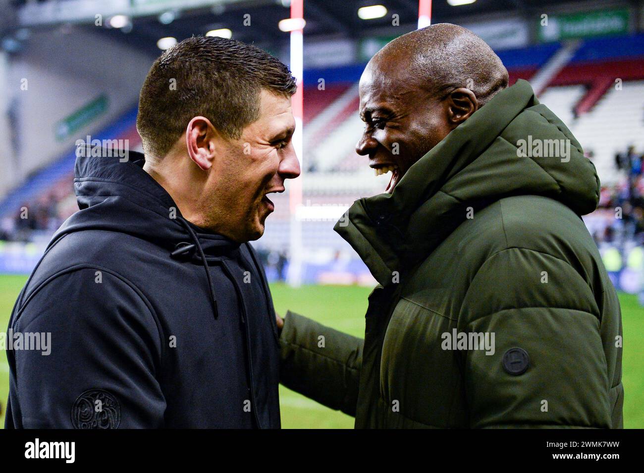Wigan, England - 24. Februar 2024 - Matt Peet Head Coach der Wigan ...