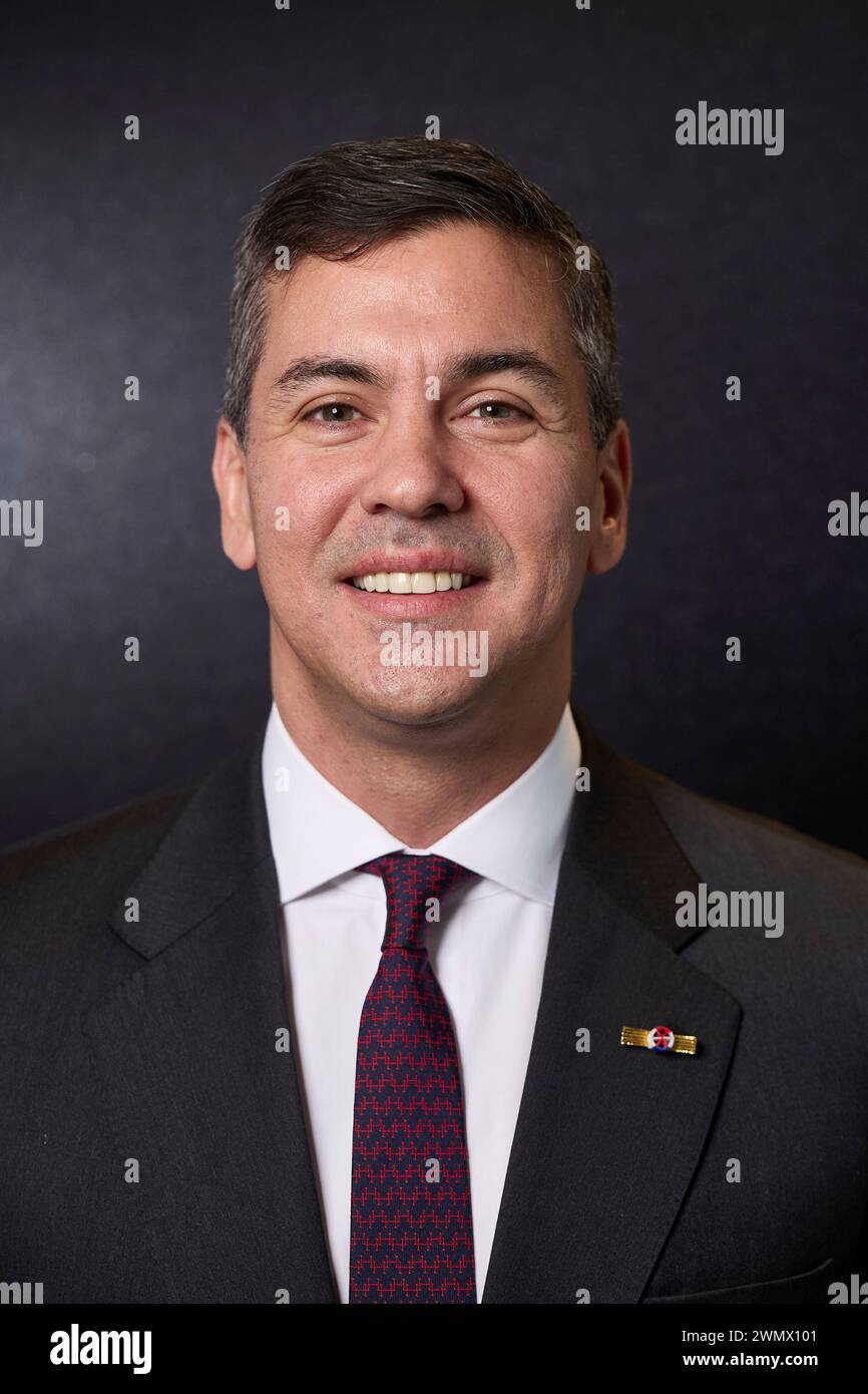 The president of Paraguay, Santiago Peña, poses for Europa Press, at ...