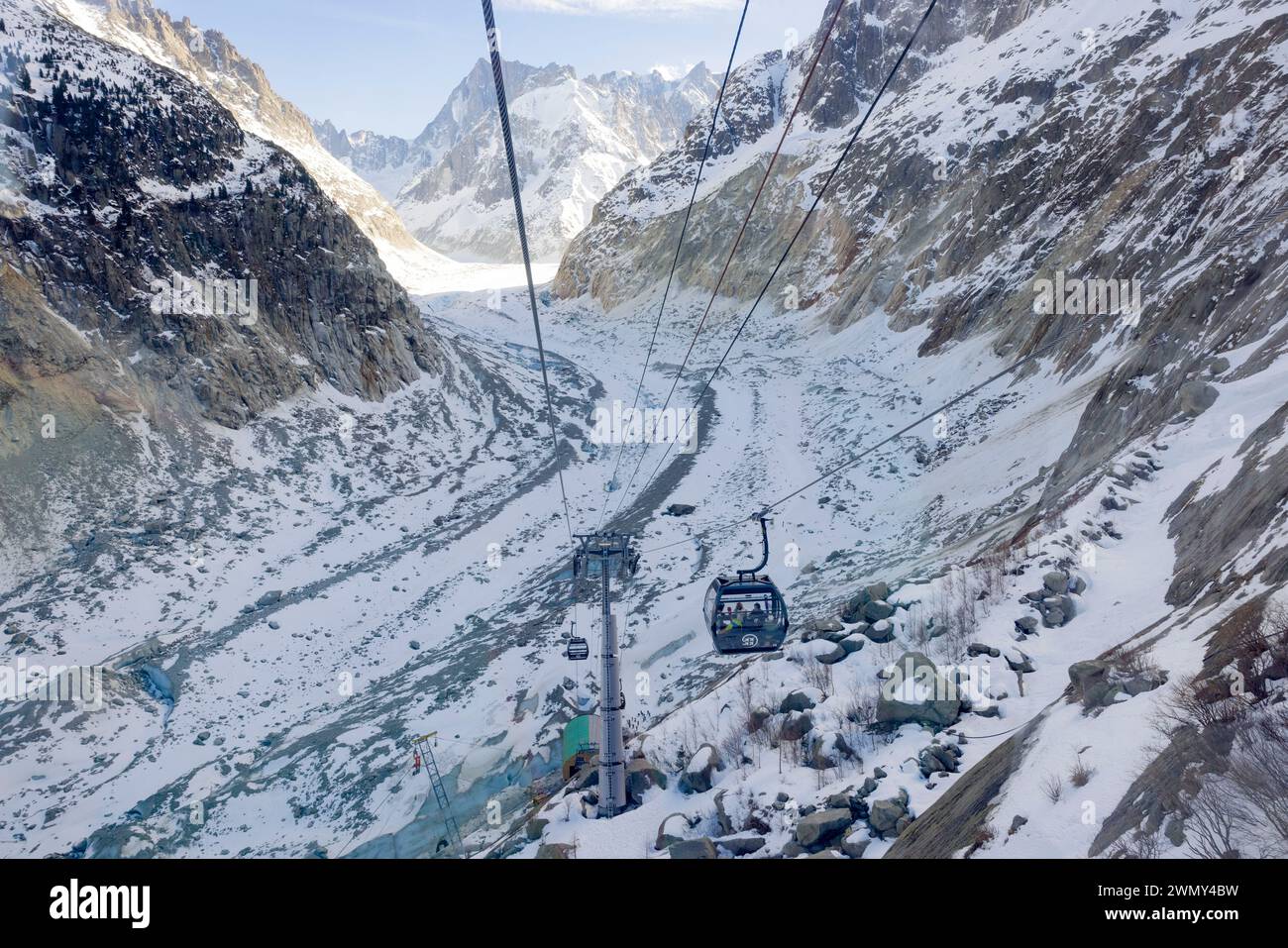 Frankreich, Haute-Savoie (74), Chamonix-Mont-Blanc, Montenvers. Die neue Seilbahn La Mer de ...