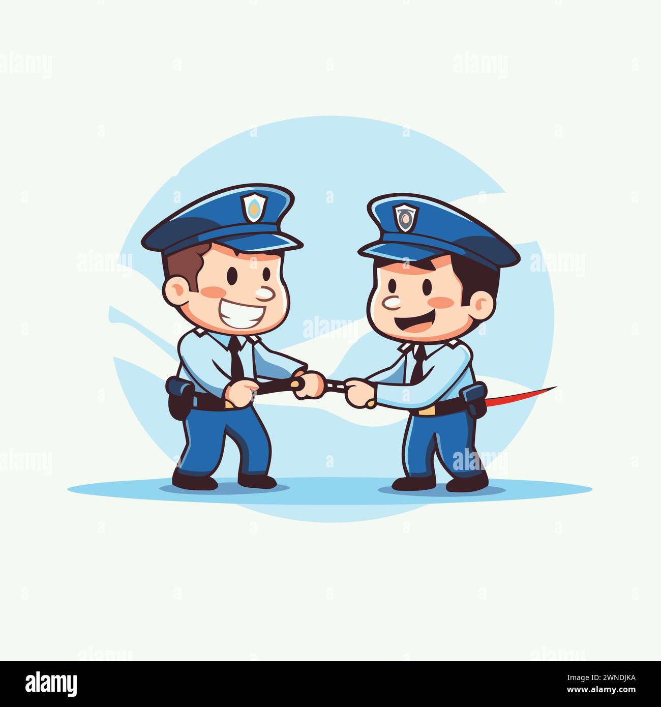 Polizist Handshake mit Polizist - Vektor-Cartoon-Illustration Stock ...