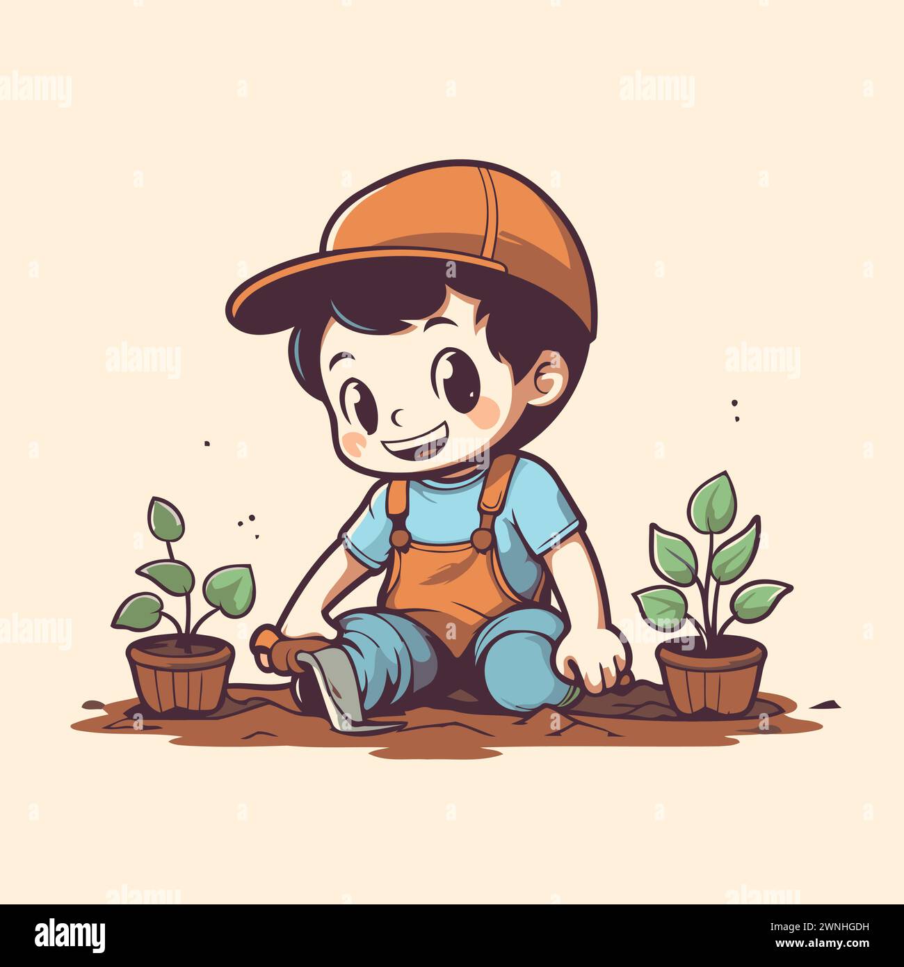 Junge mit setzlingen Stock-Vektorgrafiken kaufen - Alamy
