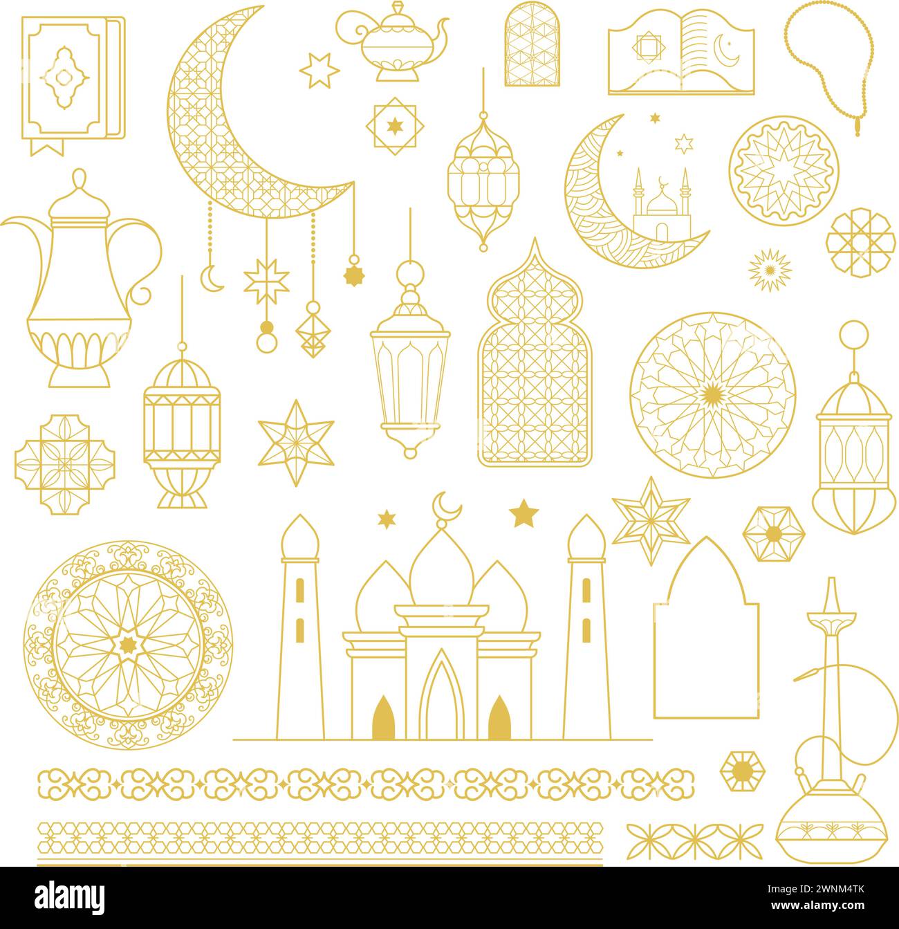 Islam ramadan muslimische symbole setzen vektor religion rahmen -Fotos ...
