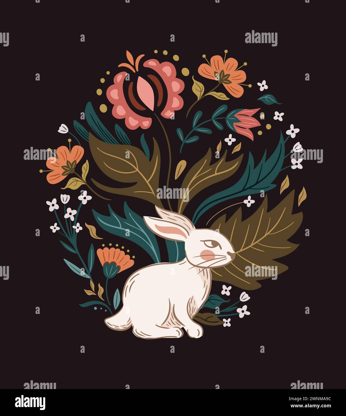 Osterhase mit blumen Stock-Vektorgrafiken kaufen - Alamy