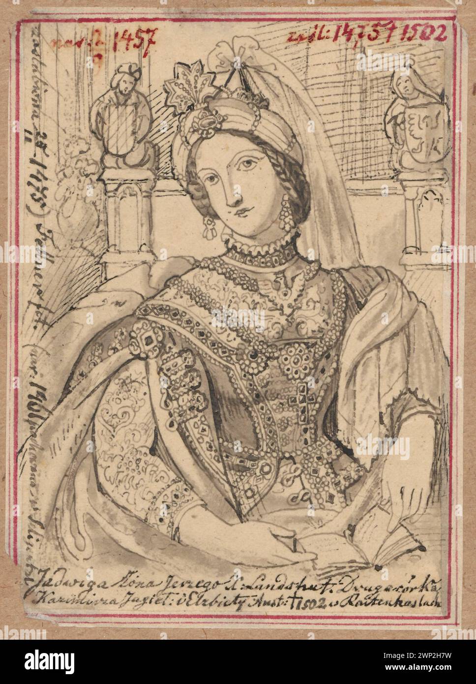 Jadwiga Jagiellonkas Prinzessinnen-Porträt mit einem Vogel, nach dem ...