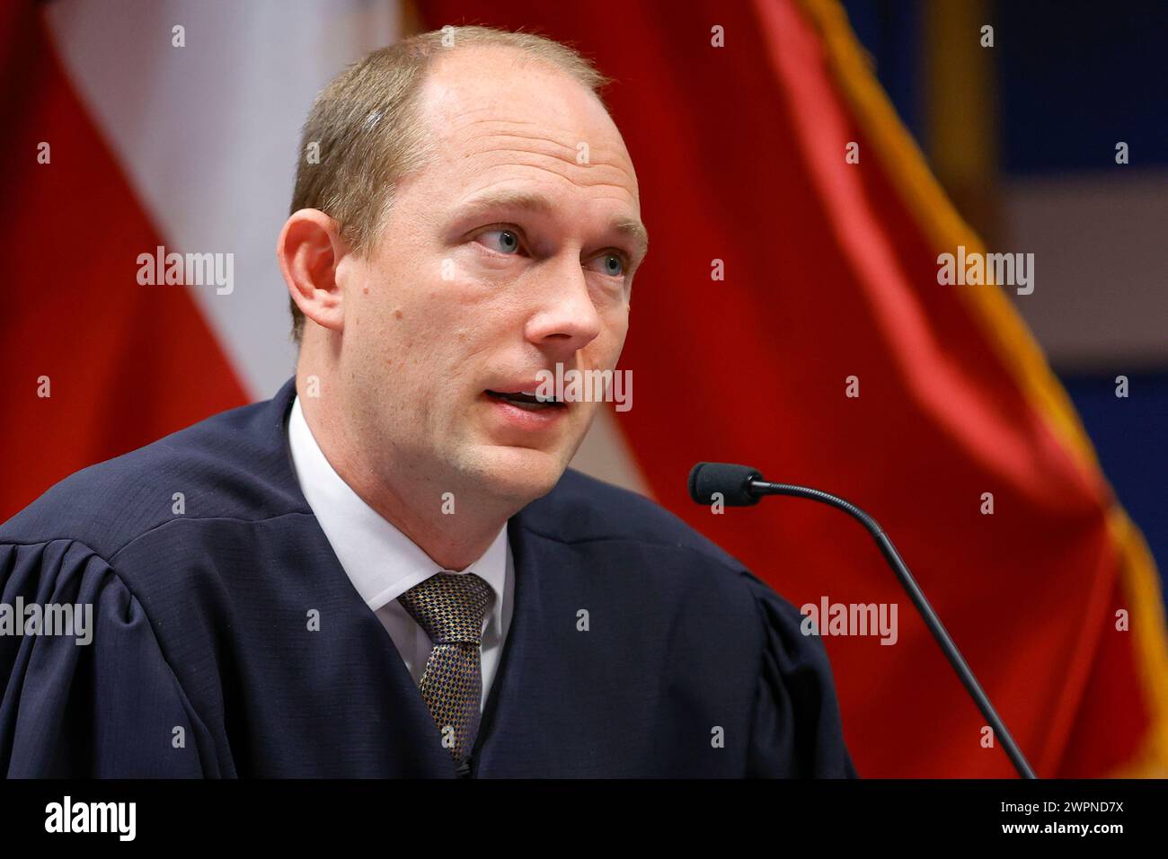 FILE- Fulton County Superior Judge Scott McAfee presides over a hearing ...