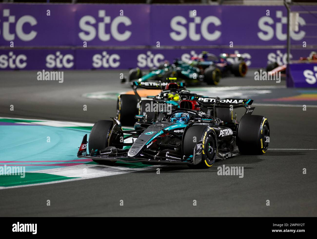 63 RUSSELL George (gbr), Mercedes AMG F1 Team W15, Action beim Formel 1 STC Saudi Arabian Grand ...