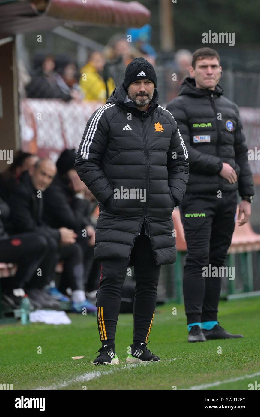 Rom, Italien. März 2024. Alessandro Spugna Trainer der AS Roma Women ...