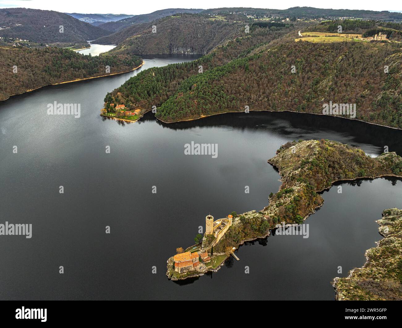 Blick aus der Vogelperspektive auf Grangent Castle. Die Burg befindet ...