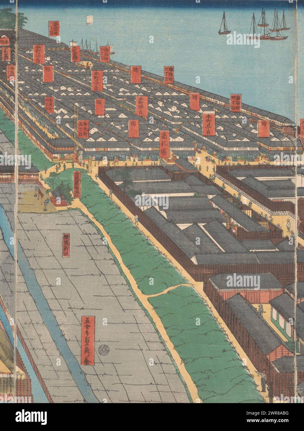 Übersicht über den Bezirk Honcho und das Viertel Miyozaki in Yokohama ...