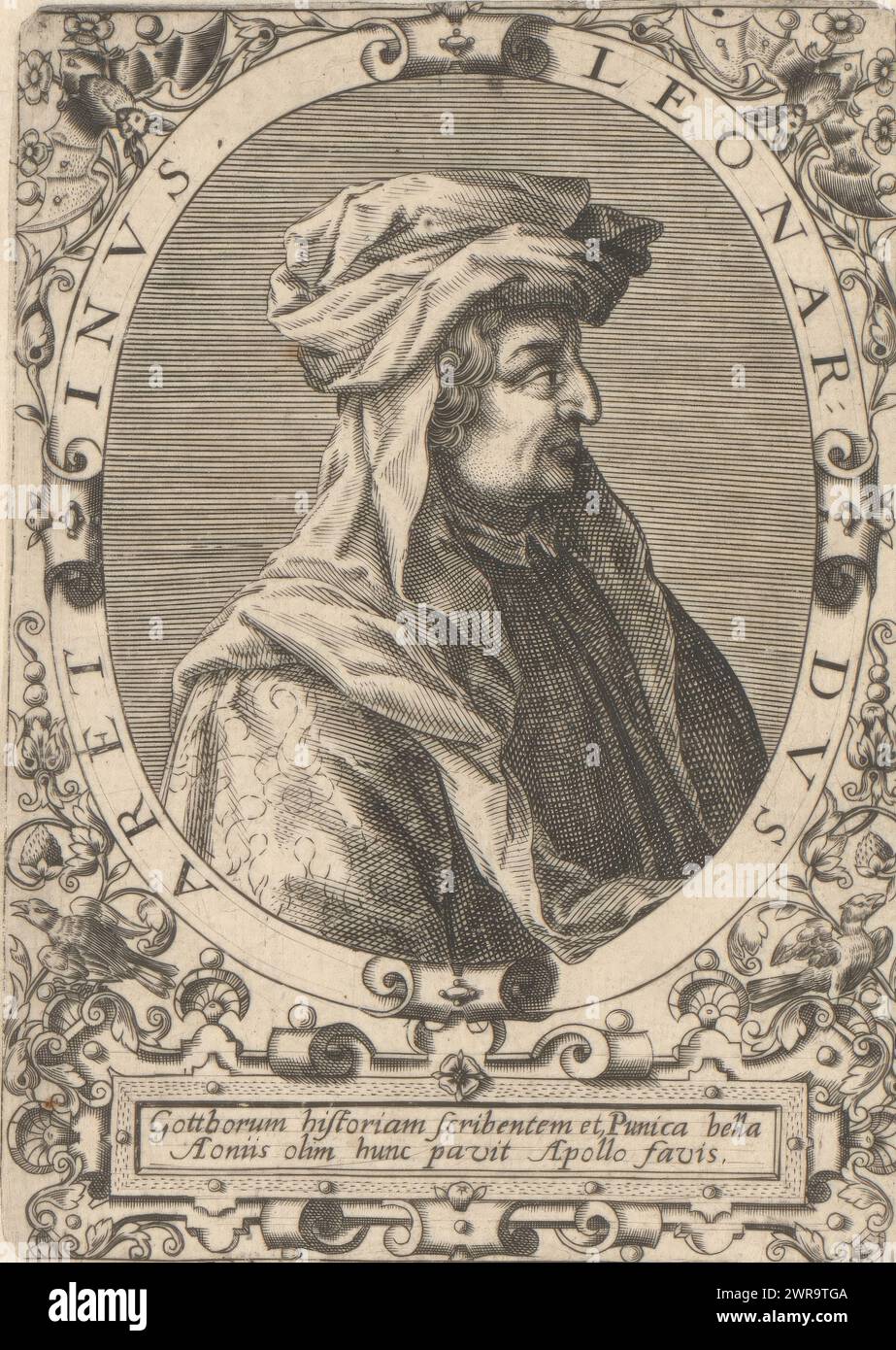Porträt von Leonardo Bruni, Leonardvs Aretinvs (Titel auf Objekt), Porträt des italienischen ...