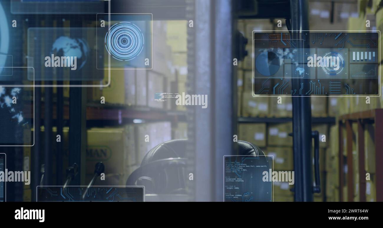 Bild der Datenverarbeitung mit Scope-Scan über Warehouse. Globale Verbindungen, Computing und ...