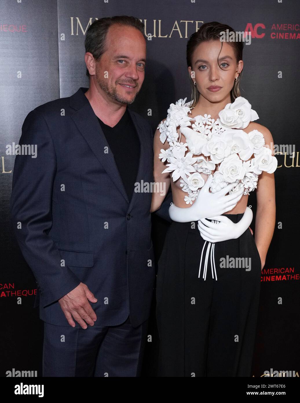 Sydney Sweeney, right, with her father Steven Sweeney arrive at the ...