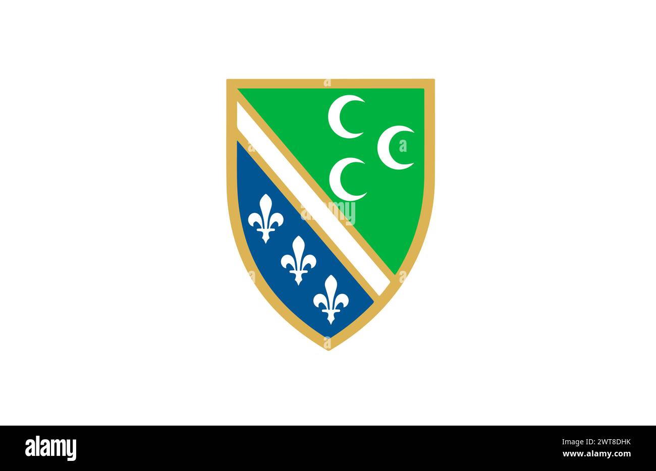 Sandzak-Flagge. Nationales Wappen des bosnischen Nationalrats. Bosniaks ...