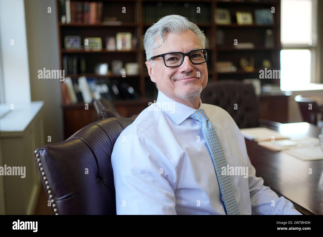 Judge Juan Merchan poses for a picture in his chambers in New York ...