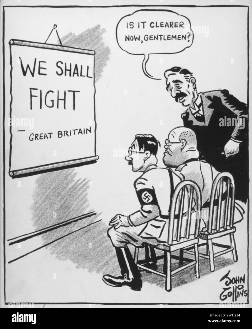 Hitler cartoon Schwarzweiß-Stockfotos und -bilder - Alamy