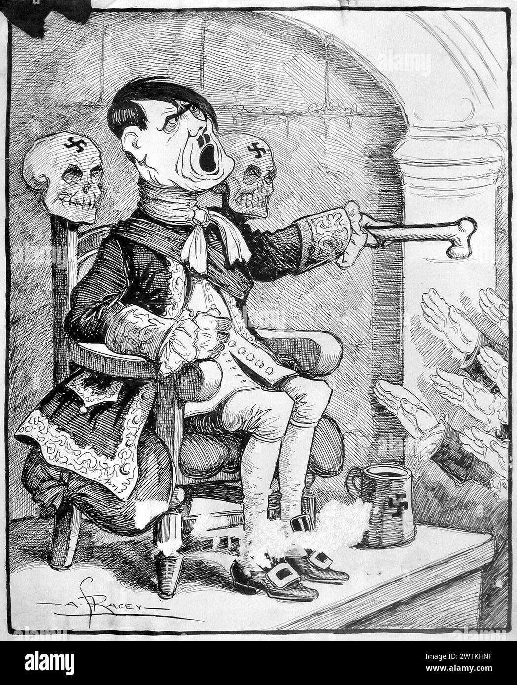 Hitler cartoon Schwarzweiß-Stockfotos und -bilder - Alamy