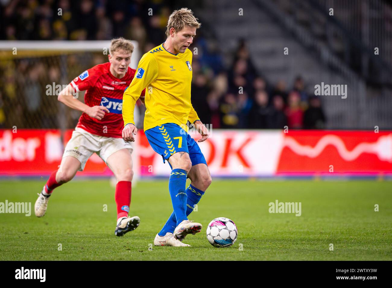 Brondby, Dänemark. März 2024. Nicolai Vallys (7) von Broendby IF im 3F ...