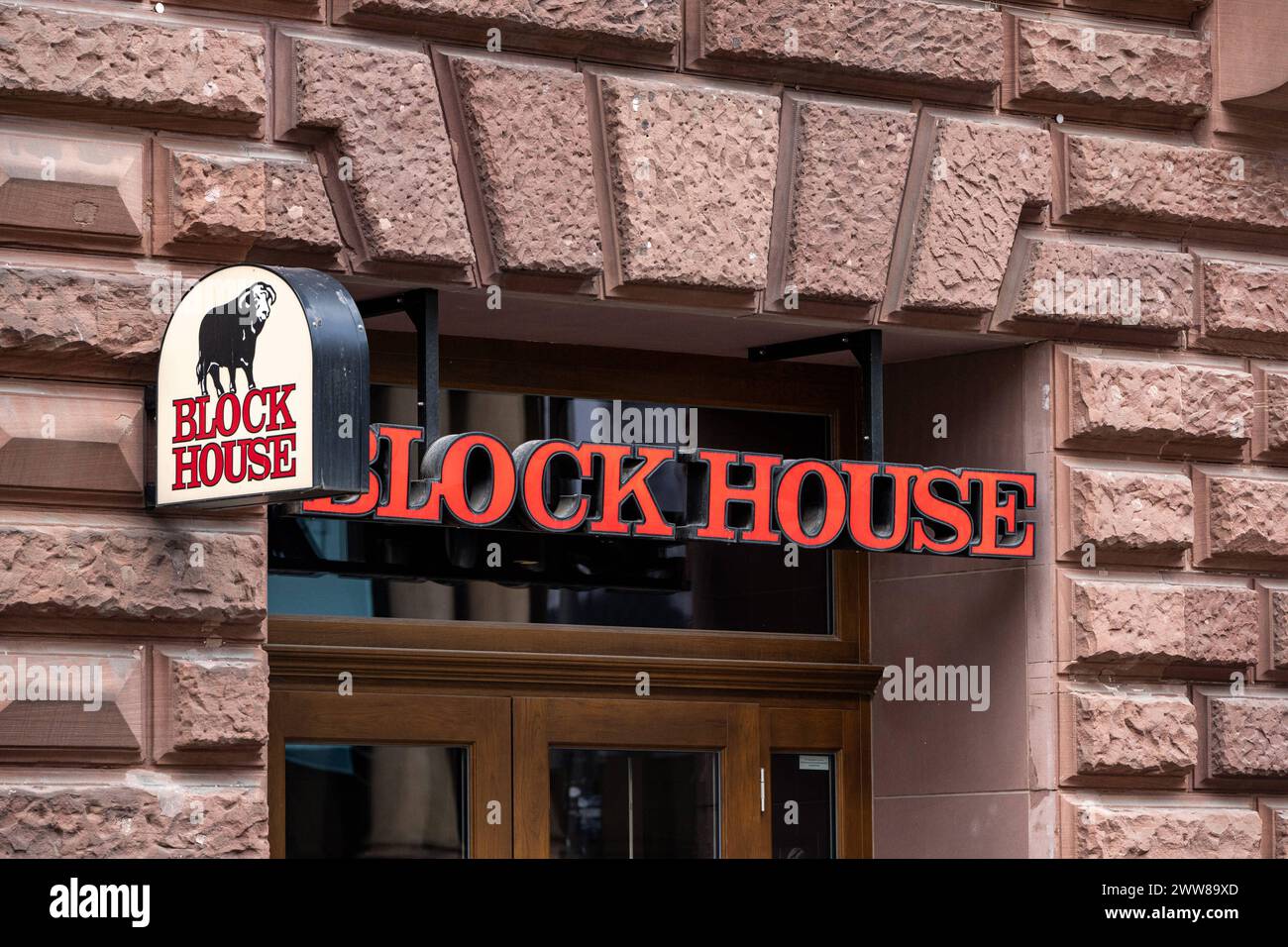 Block House Logo und Schriftzug am Lokaleingang 21.03.24, Frankfurt ...