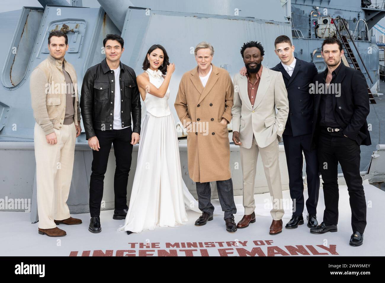 Henry Cavill, from left, Henry Golding, Eiza Gonzalez Rivera, Cary ...