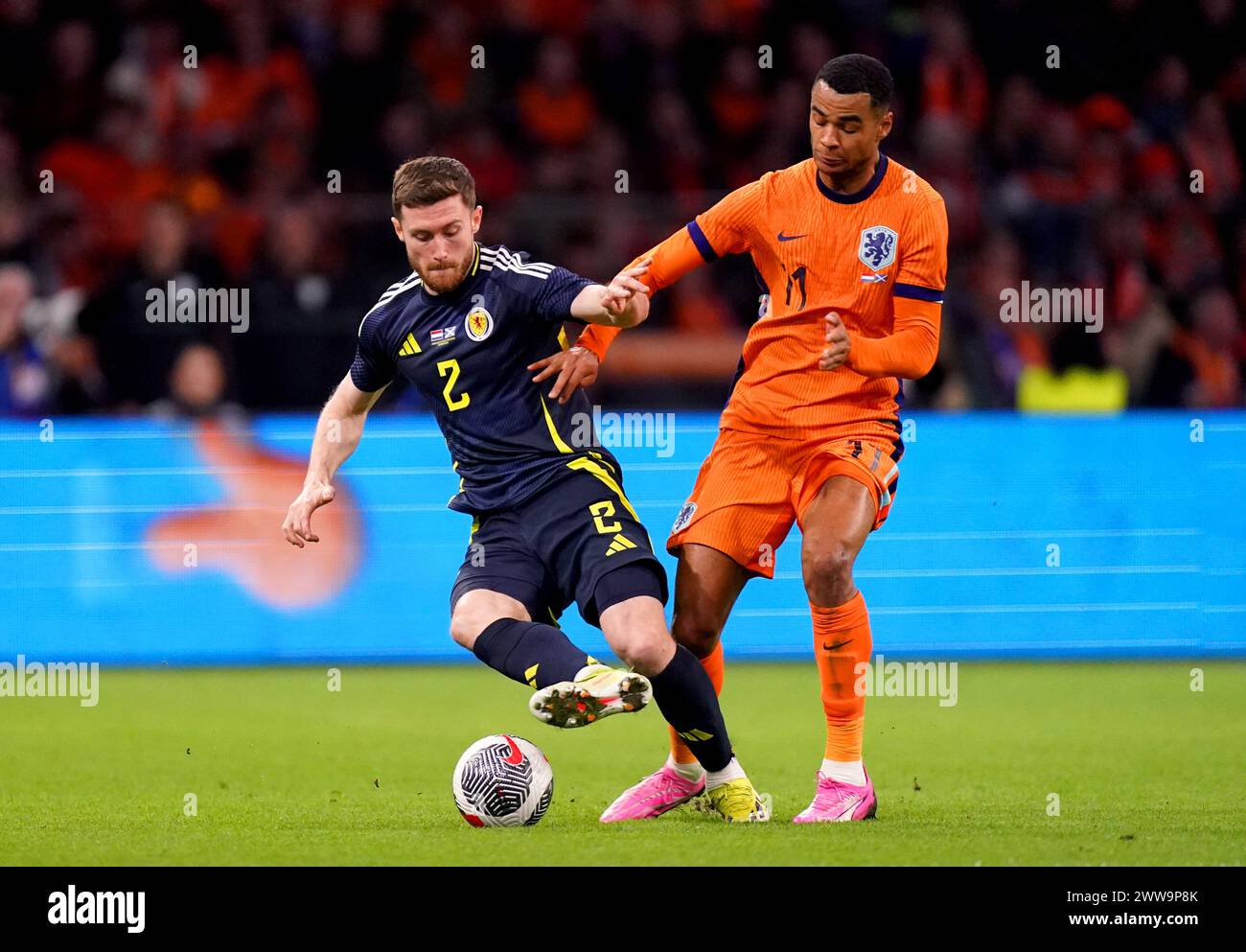 Der schottische Anthony Ralston (links) und der niederländische Cody ...