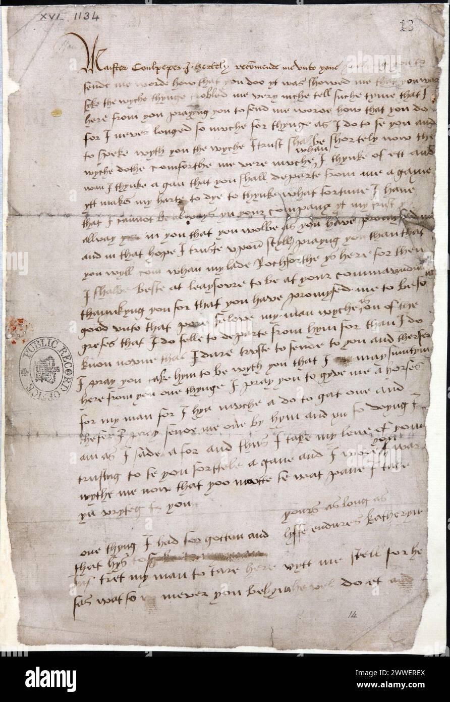 Brief von Königin Catherine Howard an Thomas Culpepper (SP 1/167 ...