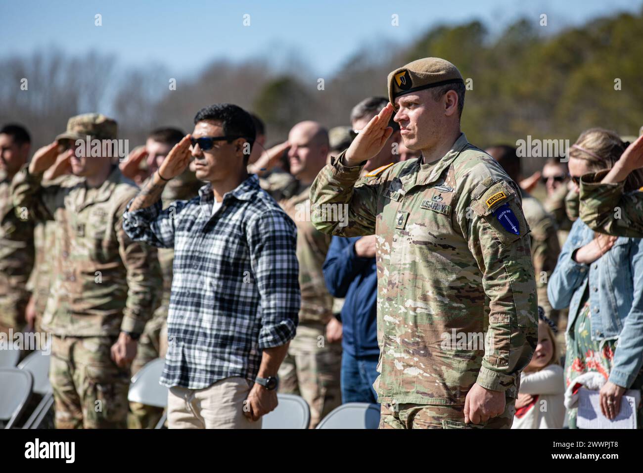 Eine Gruppe von U.S. Army Rangers, die dem 5. Ranger Training Battalion ...