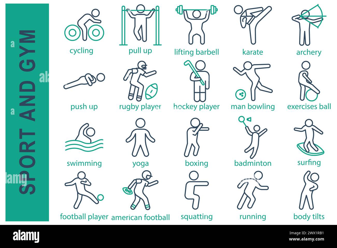 Linie symbole der sportler Stock-Vektorgrafiken kaufen - Alamy