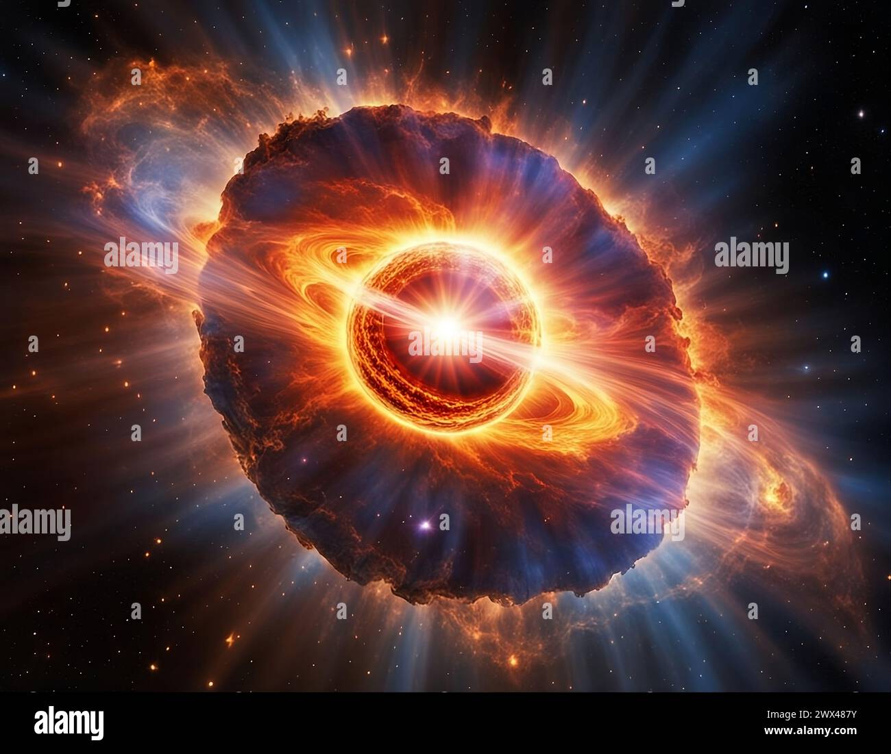Eine künstlerische Darstellung von T Coronae Borealis oder T CRB, einer ...
