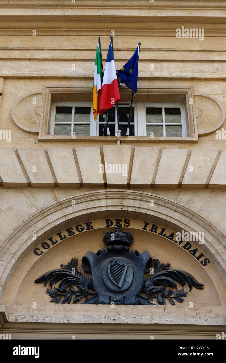 Das Logo des Irish College in Paris. Es befindet sich im lateinischen 5 ...