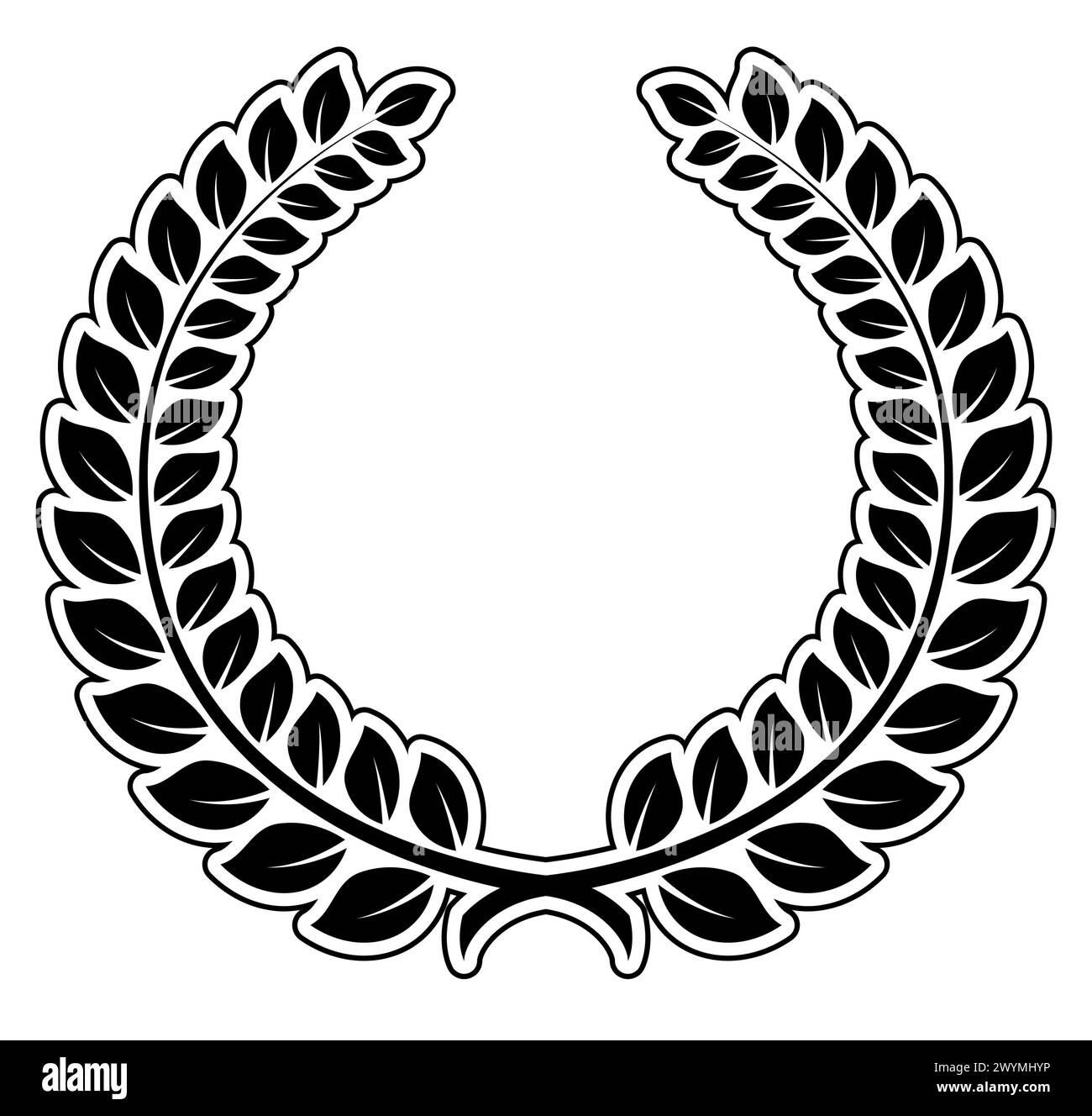 lorbeerkranz, schwarz-weiße Vektor-Illustration Stock-Vektorgrafik - Alamy