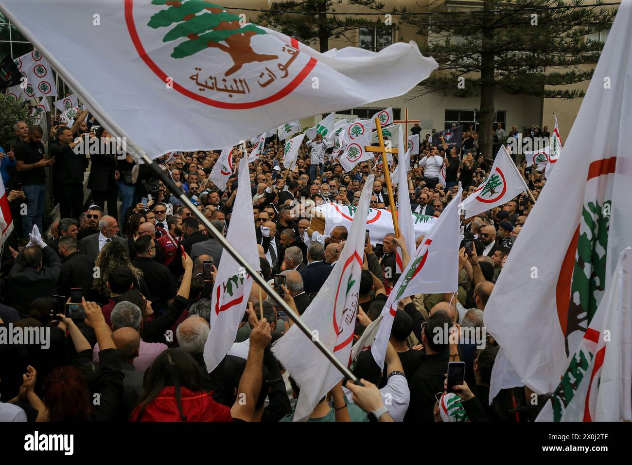 12. April 2024, Beirut, Beirut, Libanon: Anhänger der Partei der ...