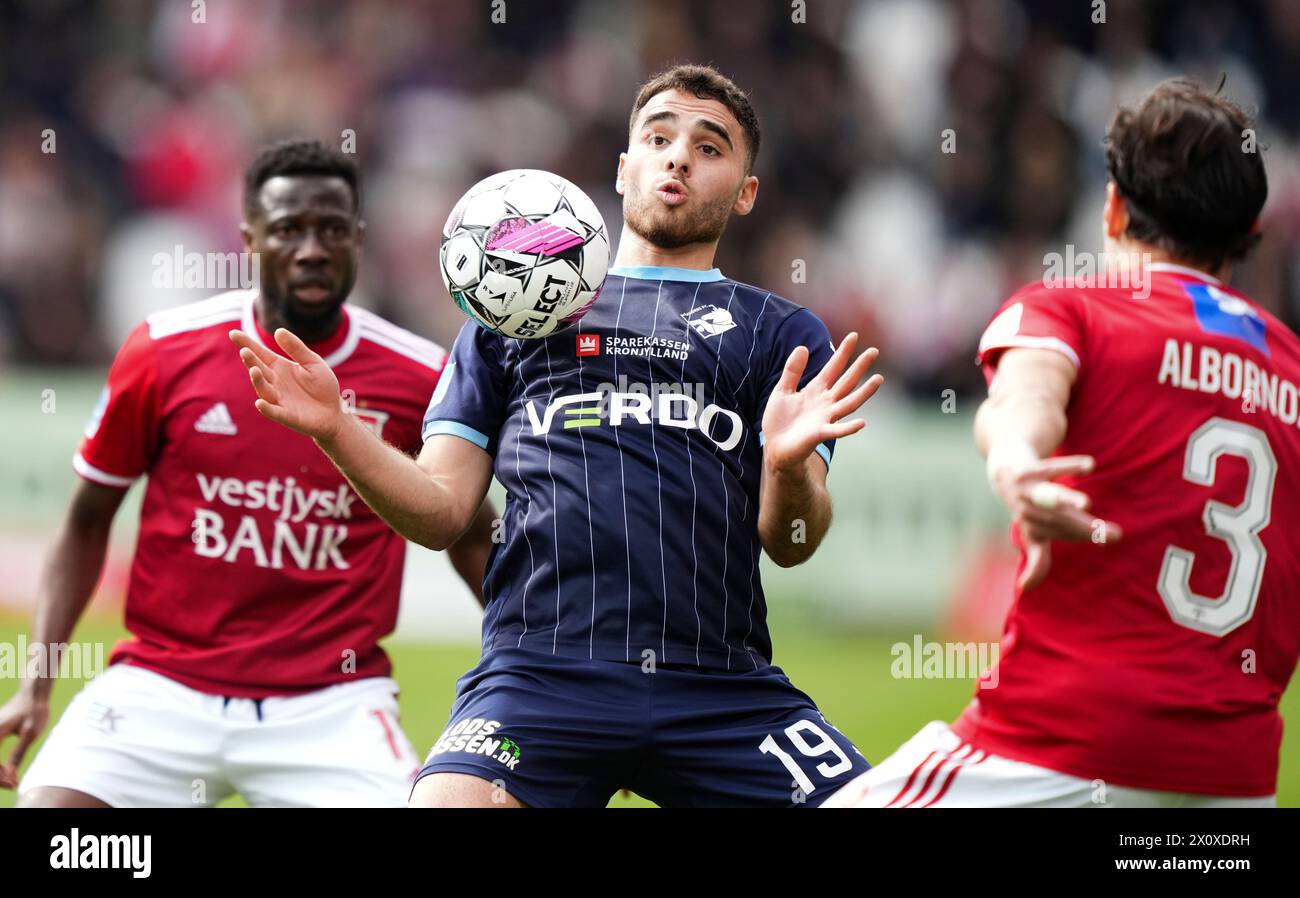 Tammer Bany Odeh (Randers 19) während des Super League-Spiels zwischen ...