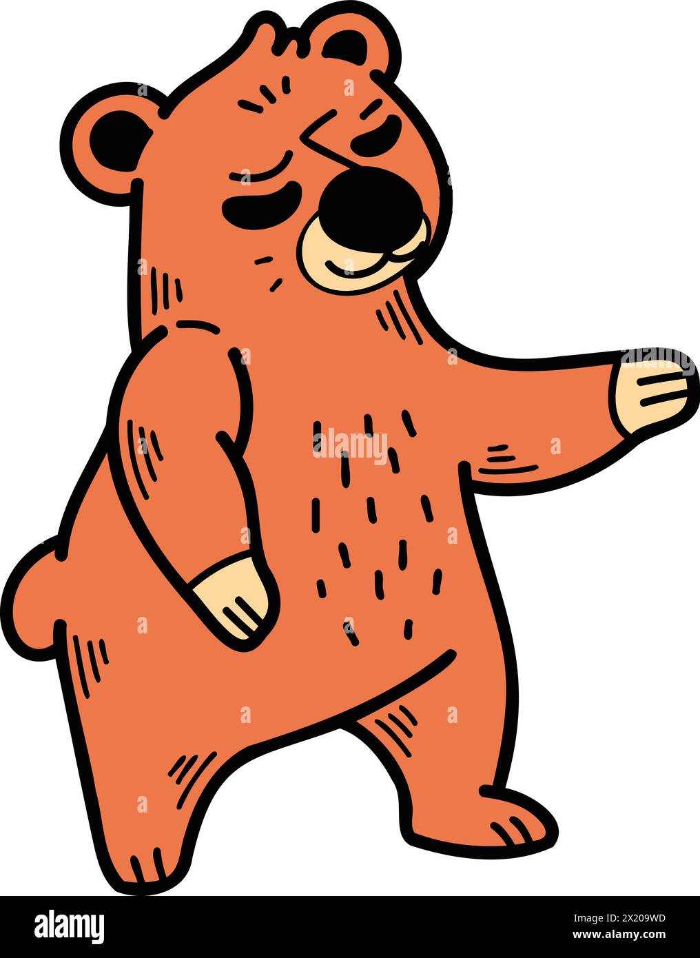 Ein Cartoon-Löwe sitzt mit dem Kopf nach unten auf seinen Haunen. Der ...