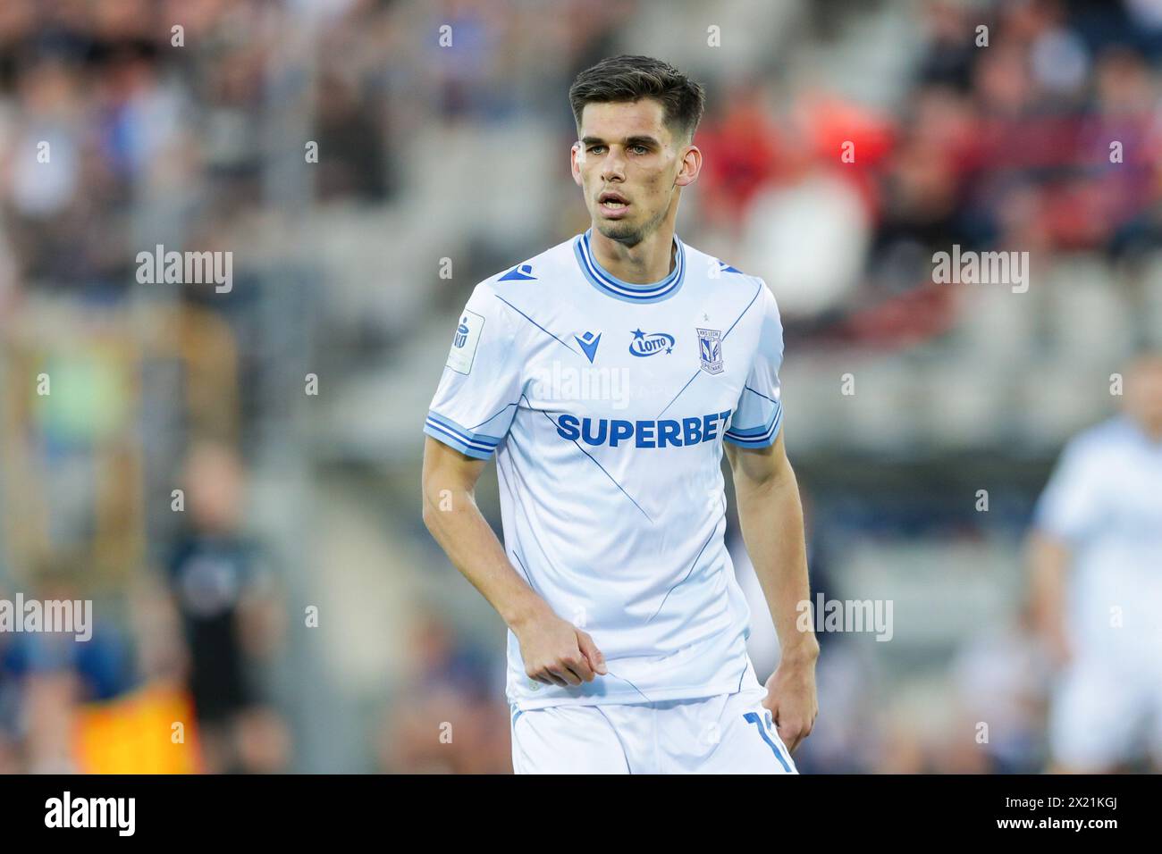 Krakau, Polen. April 2024. Filip Marchwinski aus Lech Posen wurde ...