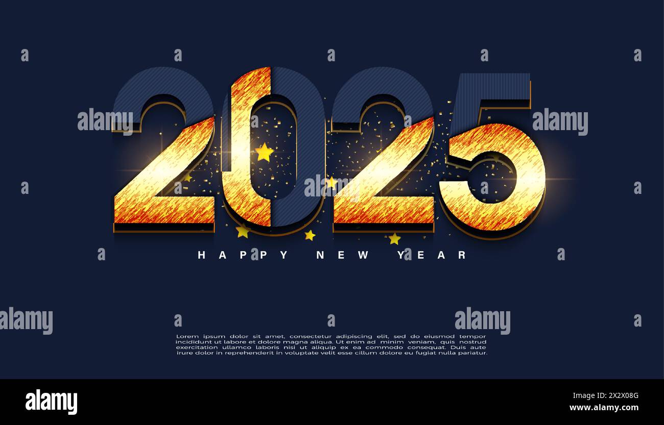 Neujahr 2025 mit Nummernkonzept kombiniert glänzende Textur und Licht ...