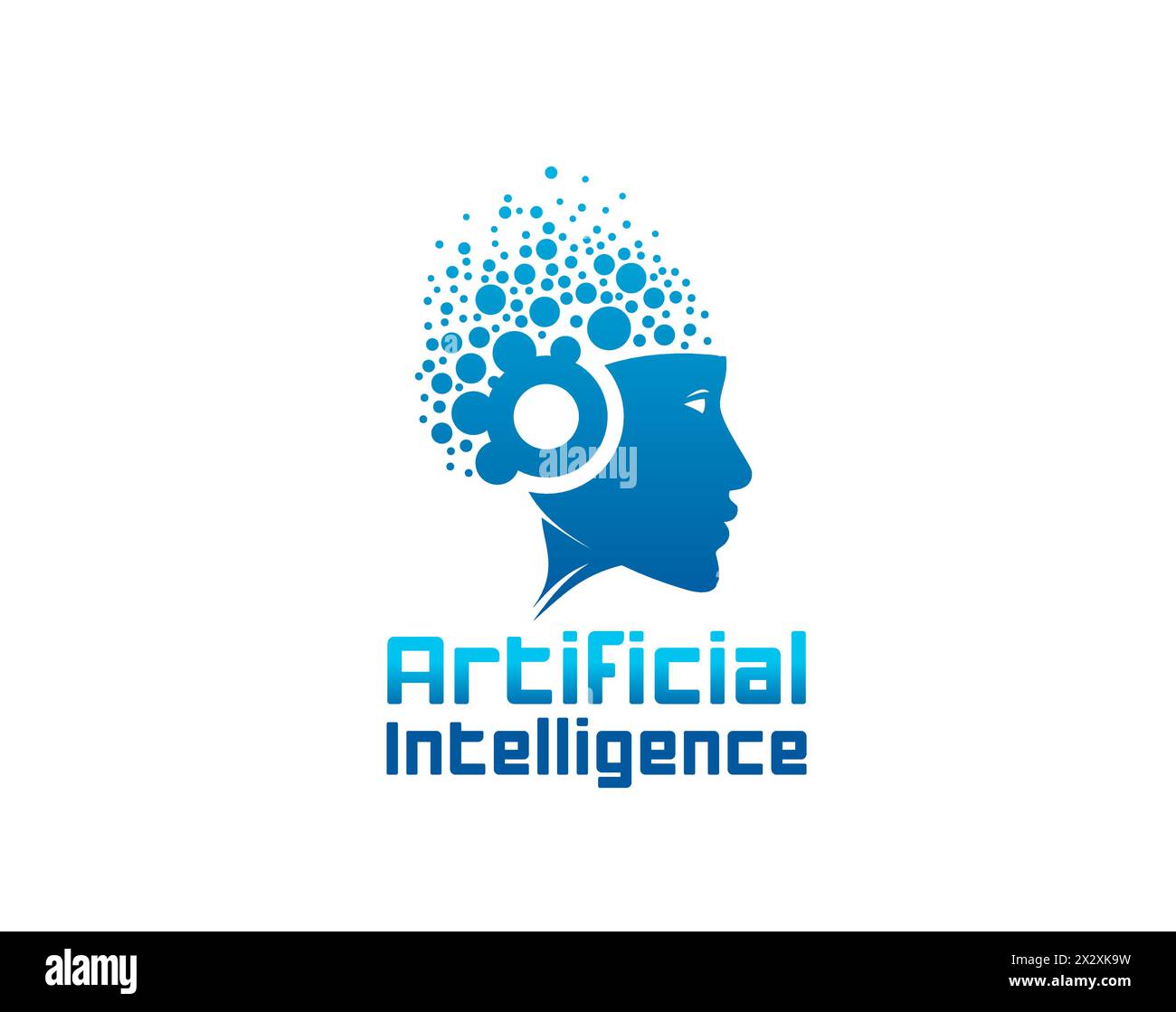 KI-Symbol für künstliche Intelligenz, Computergehirn, maschinelles ...