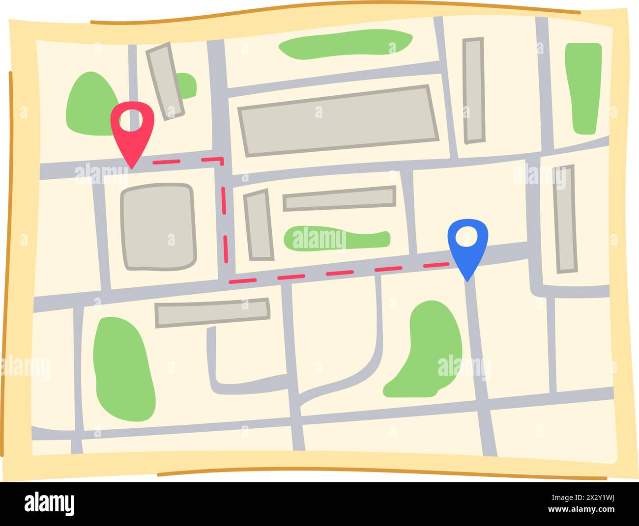 Navigationskarte Cartoon Vektor-Illustration Stock-Vektorgrafik - Alamy