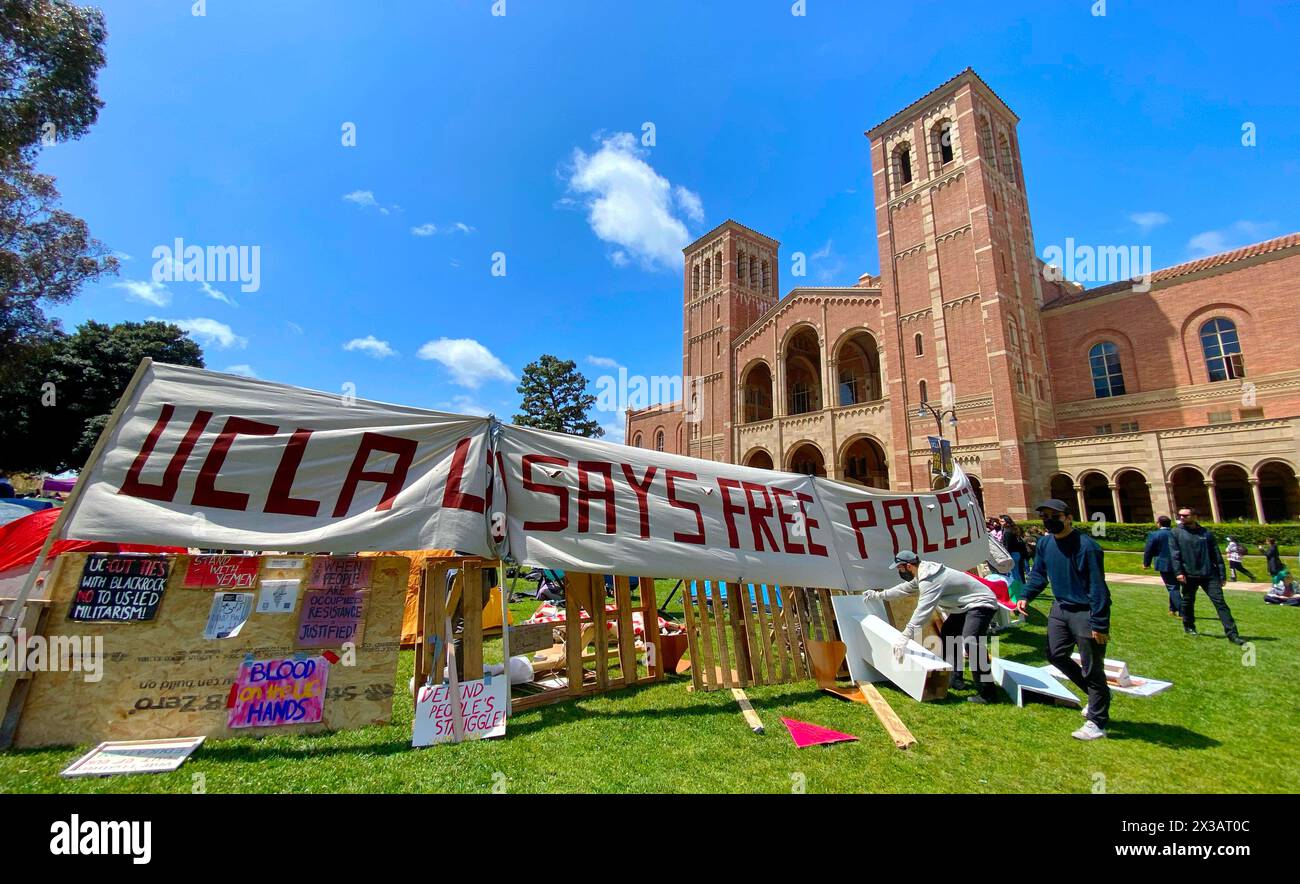 Los Angeles, USA. April 2024. Ein Lager, das gegen den Krieg in Gaza ...