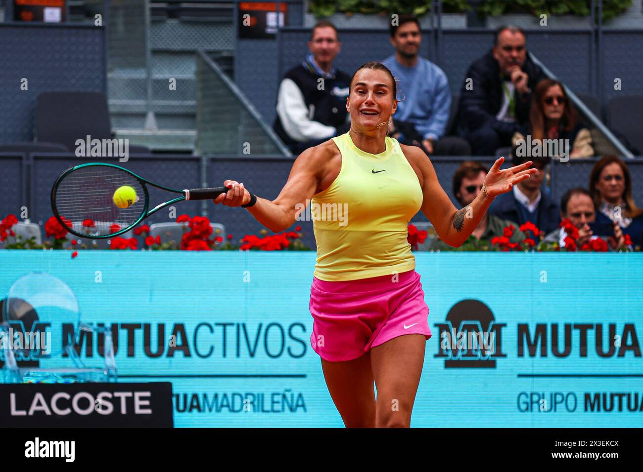 Spanien - 26 April 2024 Aryna Sabalenka aus Weißrussland spielt am fünften Tag des Turniers der ...