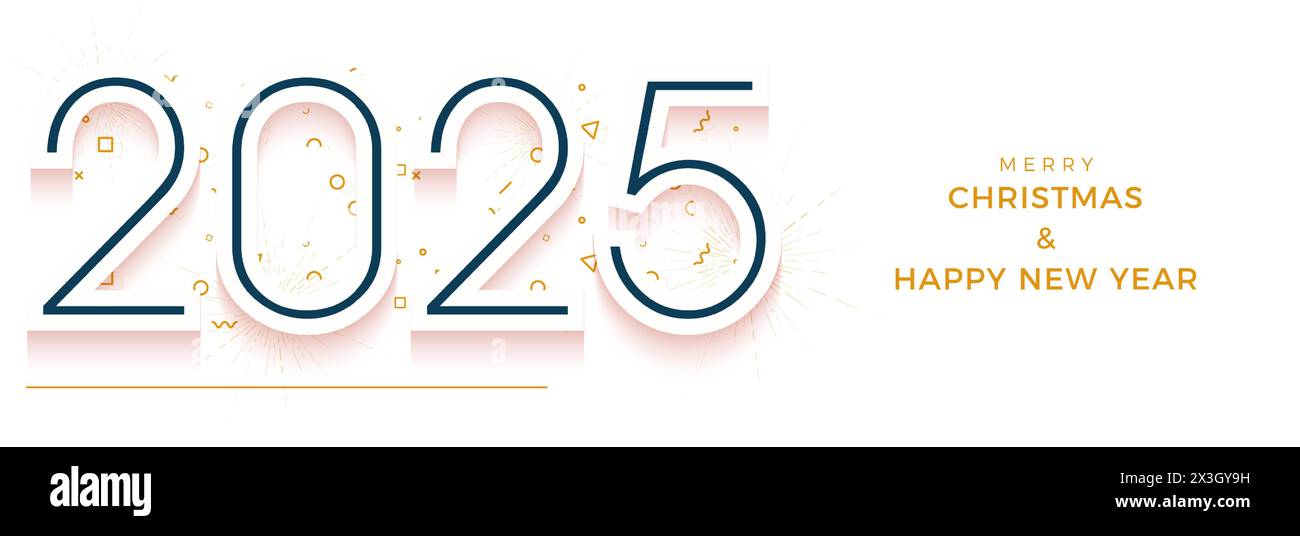 Neujahr 2025 mit Schwarz-weiß-Farbkonzept, Neujahrsfeier 2025. Für ...