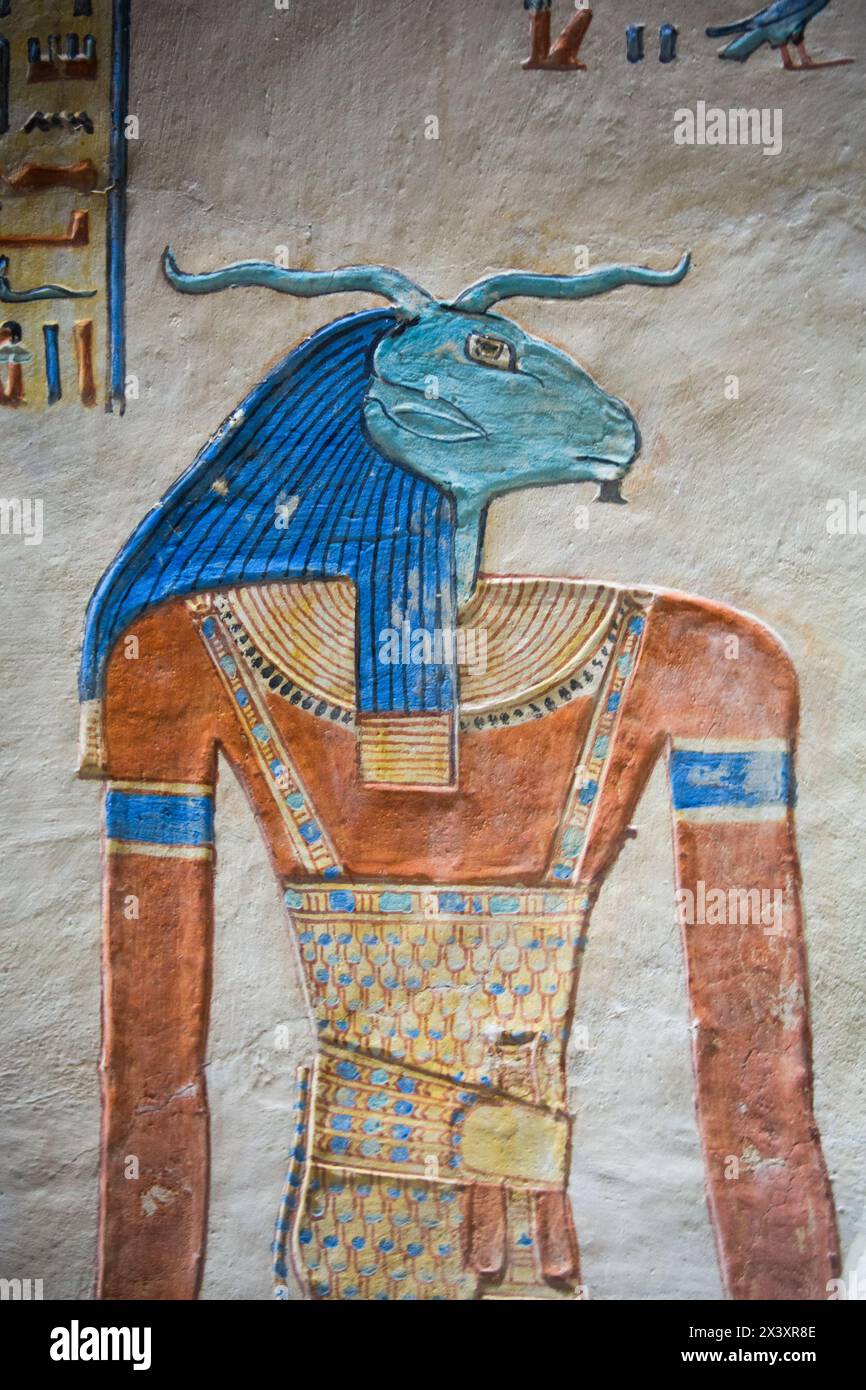Gott Khnum, Bas Relief, Grab des Prinzen Amenherkhepshef, QV55, Tal der ...