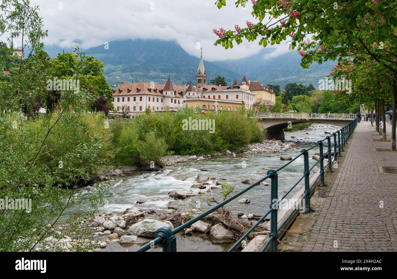 Meran, Provinz Bozen, Südtirol, historisches Zentrum der schönen Stadt ...