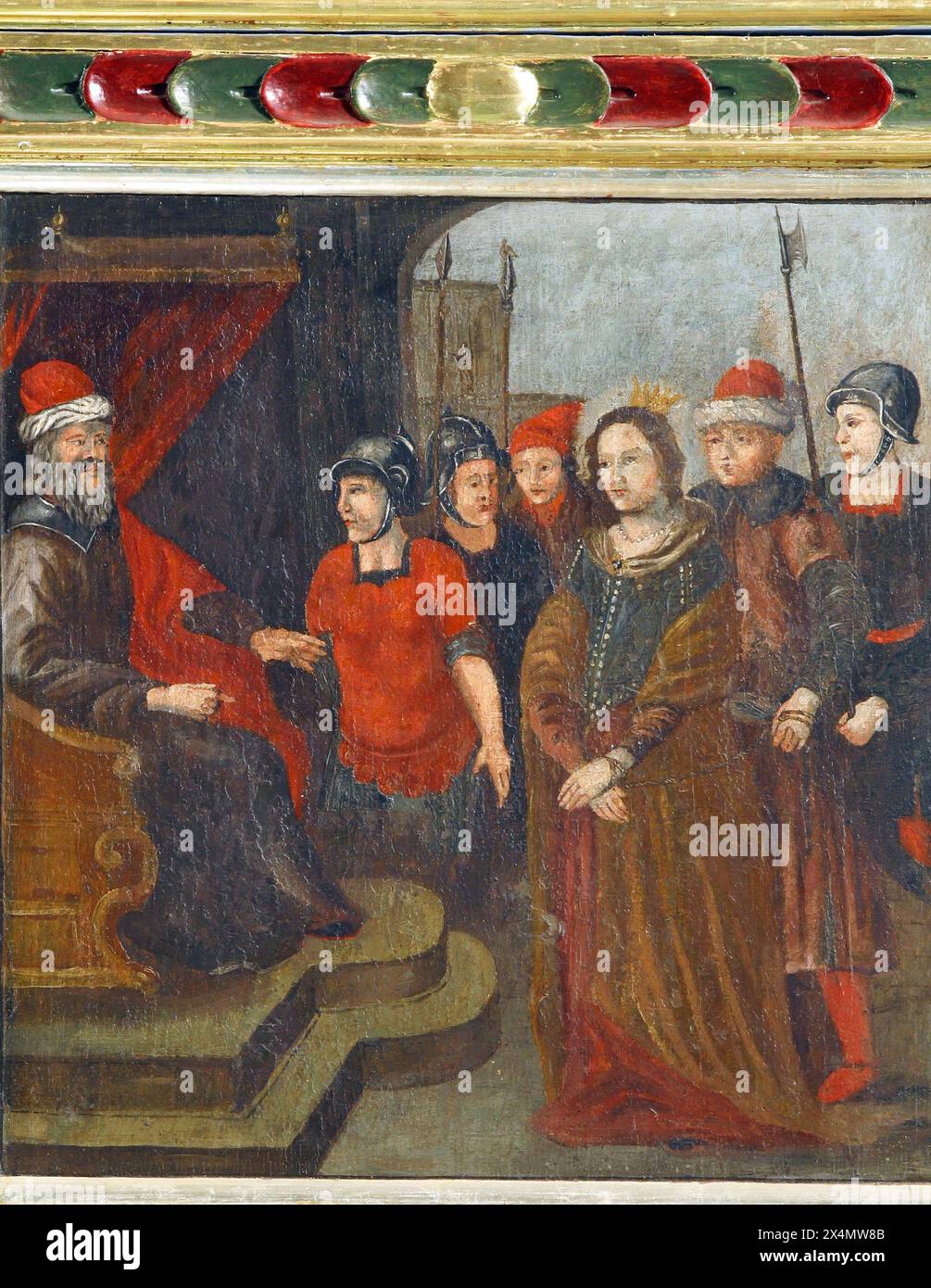 Die heilige Barbara vor dem Richter, Altarbild in der Kirche der ...