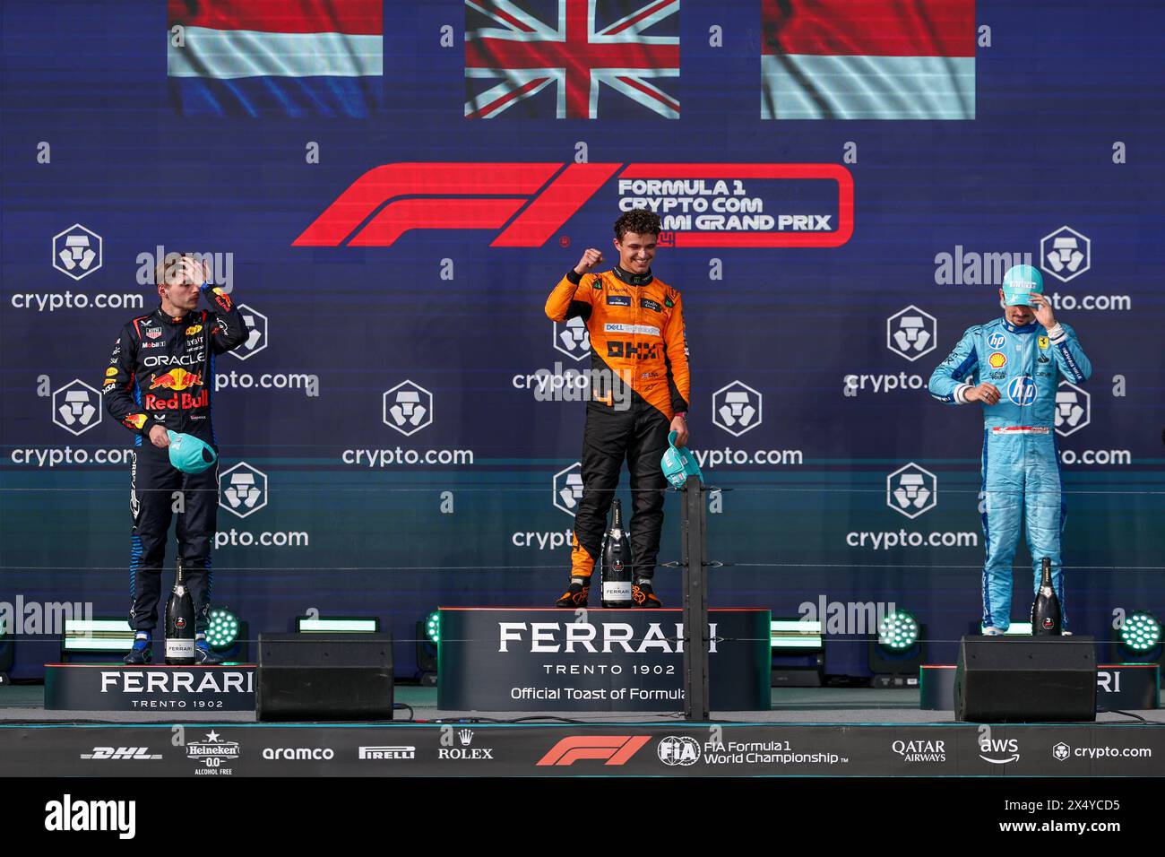 Miami, USA. Mai 2024. Der erste Platz von McLaren's britischer Fahrer Lando Norris (C), der ...