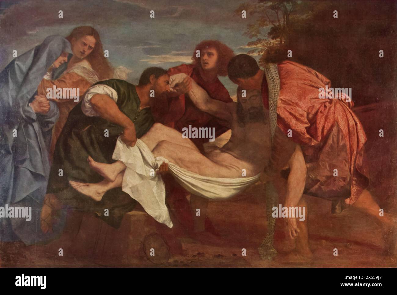 Das Entombment von Titian, datiert 1525, untergebracht im Louvre Museum, Paris, Frankreich ...