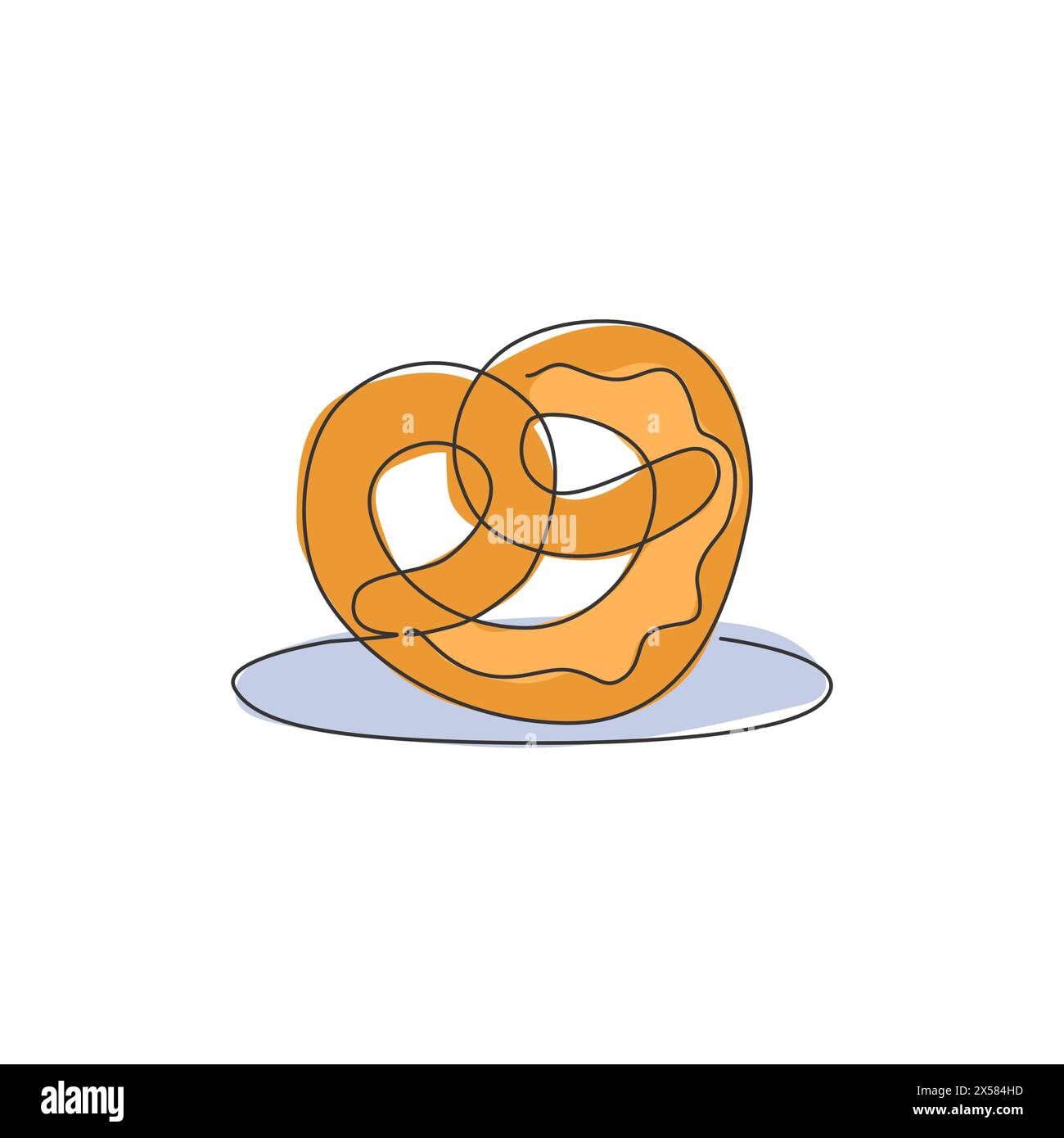 Eine einzelne Zeile Zeichnung der frischen leckeren Brezel Logo Vektor ...