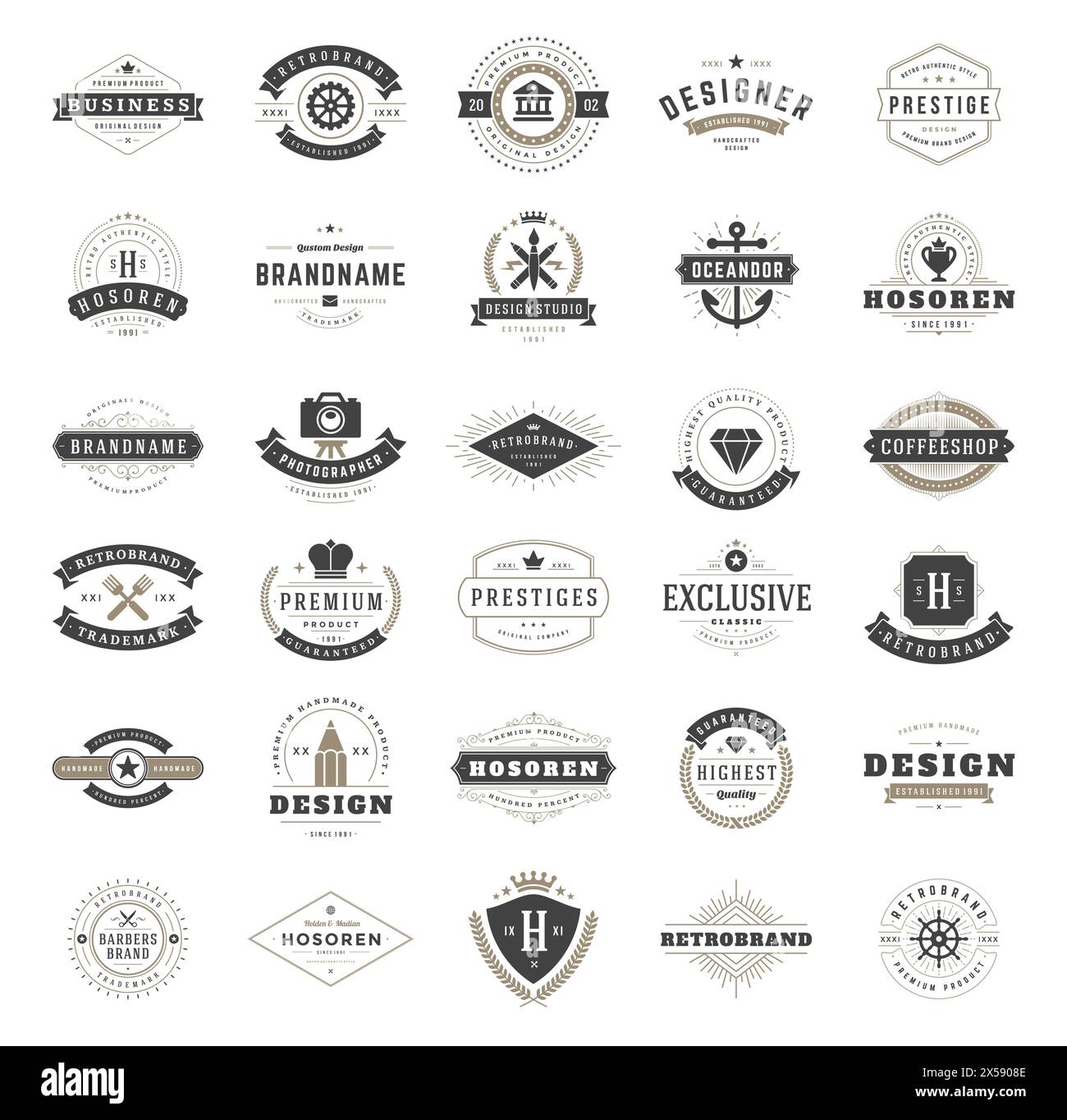 Set Mit Vintage-Logos-Design-Vorlagen. Vektor-Logotypen Elementsammlung ...